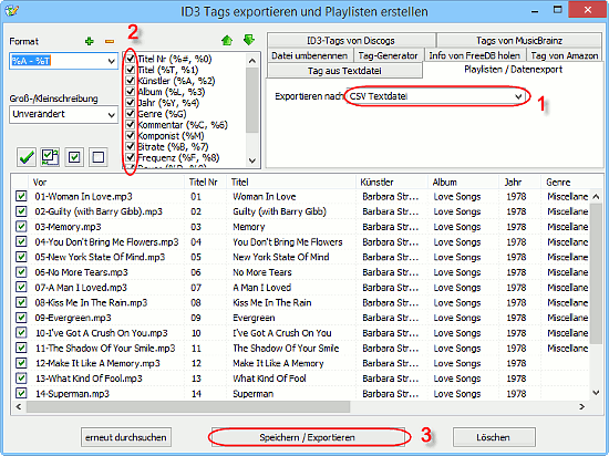 Wie Kann Ich ID3 Tags In CSV Exportieren ID3 Tag Editor MP3 Tagger